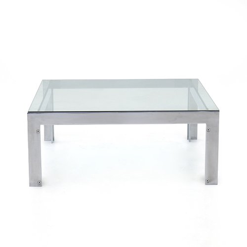 Steel and Glass Coffee Table by Alberto Rosselli for Saporiti, 1970s ...
