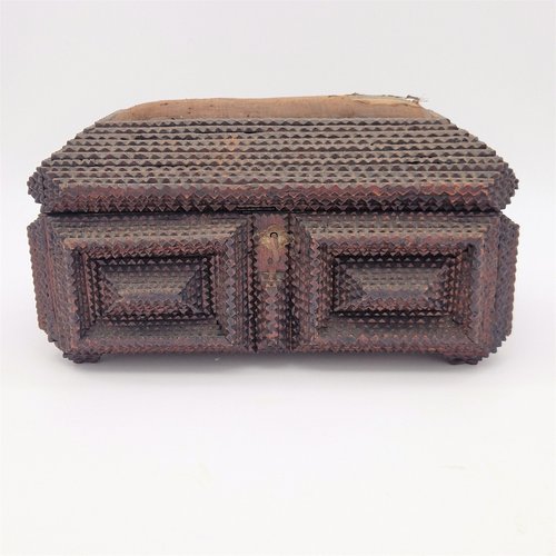 Handmade Tramp Art Wood Box for sale at Pamono