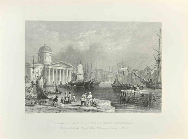 Thomas Higham, Canning Dock and Custom House, Liverpool, Engraving ...
