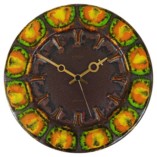 Mid-Century German Brutalist Enameled Wall Clock by Kienzle, 1970s for ...