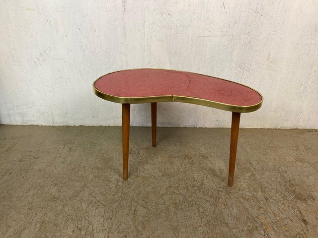 Kidney Shaped Flower Stool with Gilt Brass Edging, 1950s for sale at Pamono