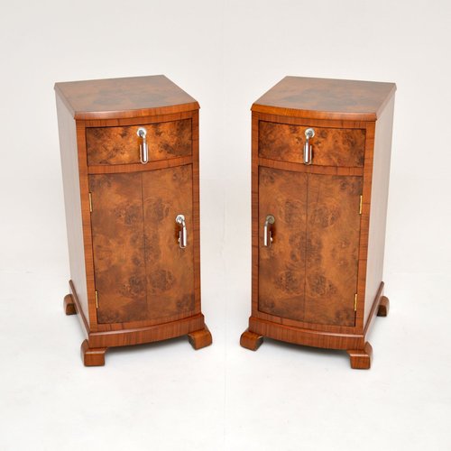 Art Deco Nachttische aus Wurzelholz, 1920er, 2er Set bei Pamono kaufen