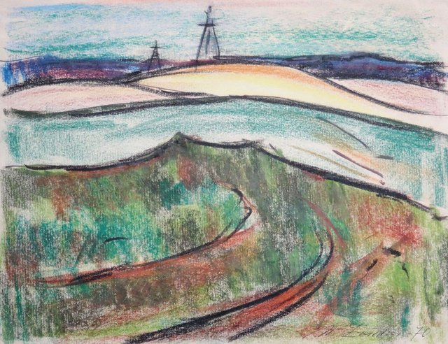 Aleksandrs Zviedris, The Countryside, 1970, Crayon on Paper for sale at ...