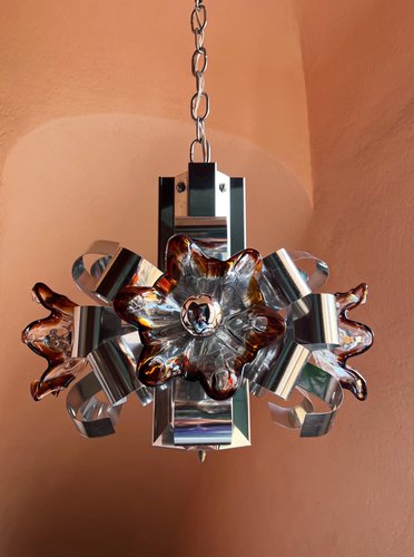 Carlo Nason zugeschriebene Space Age Deckenlampe für Mazzega, 1970er ...