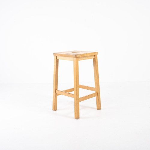 Vintage Reclaimed Laboratory Stool in Beech for sale at Pamono