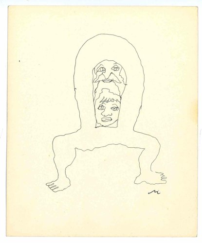 Mino Maccari, Distorted Body, Ink Drawing, 1960s for sale at Pamono