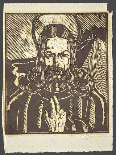 Augusto Monari, Christ, Woodcut, Early 20th Century for sale at Pamono