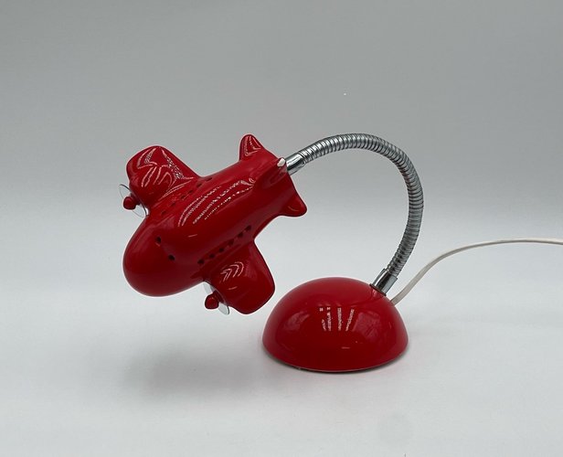 Red Ceramic Table Lamp Italy 1980s for sale at Pamono