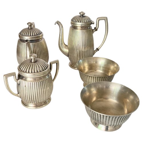 England Silvered Metal Tea Service, Set of 5 for sale at Pamono