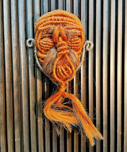 Vintage Spanish Macramé Wall Mask, 1960s for sale at Pamono