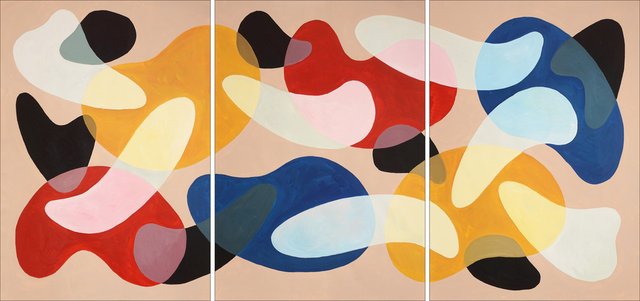 Ryan Rivadeneyra, Tríptico modernista de tonos primarios, 2023, Acrílico sobre papel en venta en ...