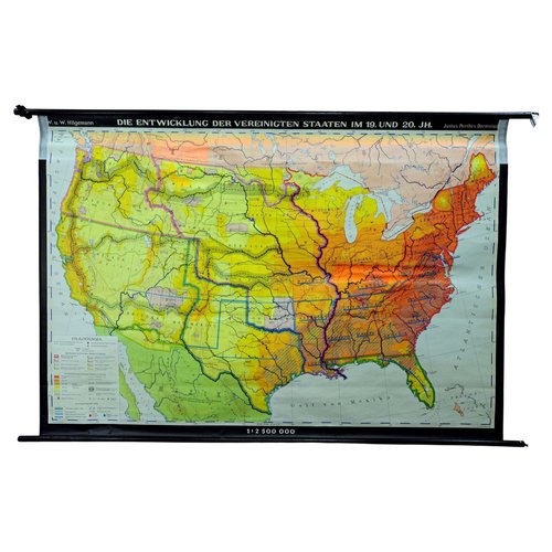 Mapa mural vintage de Estados Unidos, 1979 en venta en Pamono