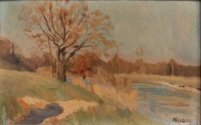 Félix Labbé, Banks of the River, 20th Century, Oil on Panel, Framed for ...