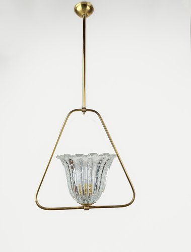 Italienische Art Deco Hängelampe aus Muranoglas von Barovier & Toso, 1940er bei Pamono kaufen