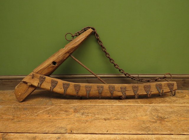 Rustic Primitive Wooden Farming Hooks for sale at Pamono