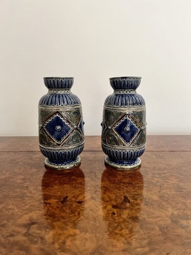 Antique Victorian Doulton Lambeth Vases by Emily Edwards, 1880, Set of ...