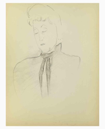 Flor David, Sketch for a Portrait, Drawing on Paper, Mid 20th Century ...