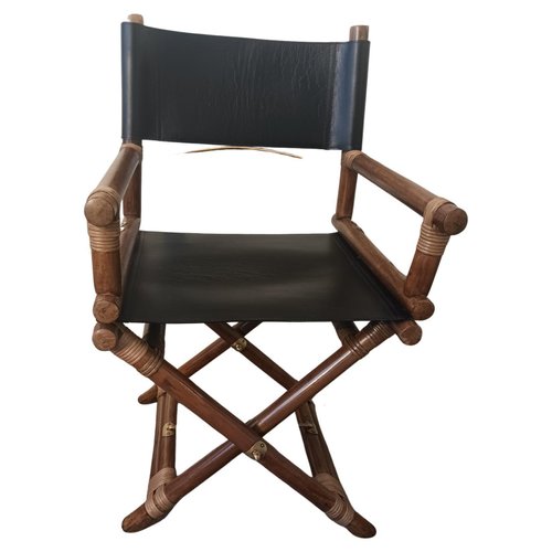 Chaise de Director en Bois et Cuir Noir par McGuire, 1960s en vente sur ...