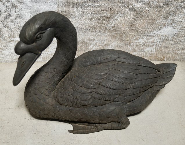 Swan Statue, 1920, Bronze with Verdigris for sale at Pamono