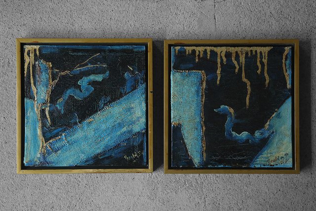 Roald Ditmer, Abstract Composition, Oil on Canvas Diptych, 1980s ...