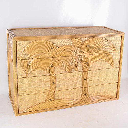 Kommode aus Rattan mit Schubladen aus Bast bei Pamono kaufen