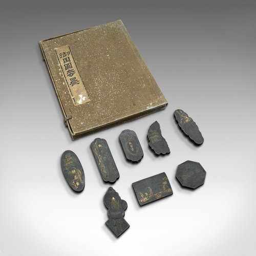 Antique Japanese Victorian Meiji Set of Calligraphic Ink Blocks, 1900 ...