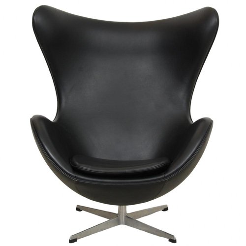 Egg Chair aus schwarzem Leder von Arne Jacobsen für Fritz Hansen ...