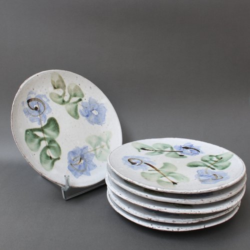 French Vintage Ceramic Plates by Albert Thiry, 1960s, Set of 6 for sale ...