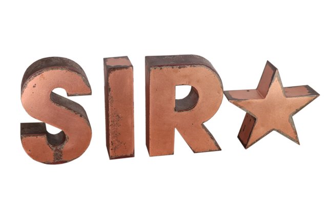 Vintage Italian Sir Letters in Copper, 1960s, Set of 4 for sale at Pamono