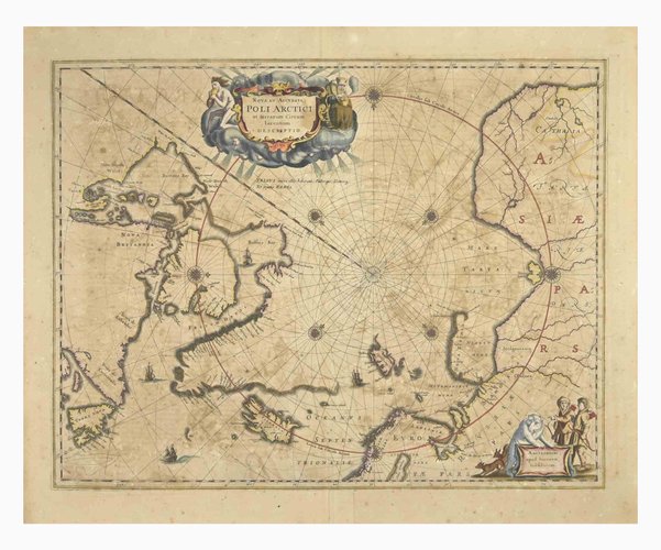 Johannes Janssonius, Map of the Poles, Etching, 1650s for sale at Pamono