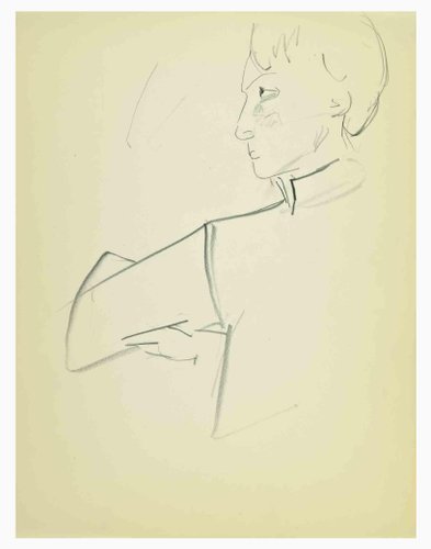 Flor David, Portrait, Drawing in Pencil on Paper, Mid 20th Century for ...