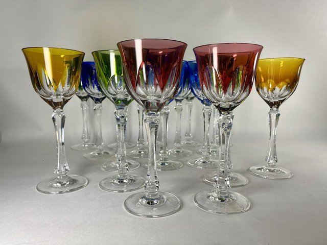Vintage Roemer Colored Crystal Glasses, France, 1970s, Set of 18 for ...