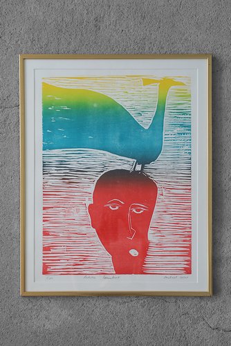 Michael Casford, Professor Brainbird, Color Woodcut, Framed for sale at ...