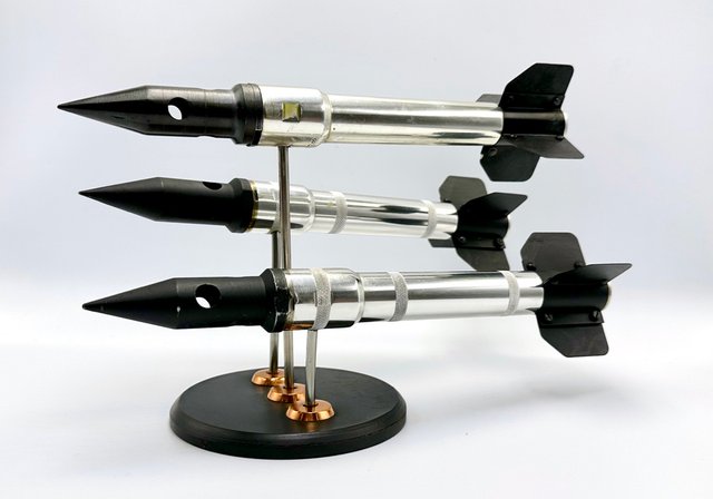 Vintage Polish Cold War Triple Rocket Statuette, 1970s for sale at Pamono