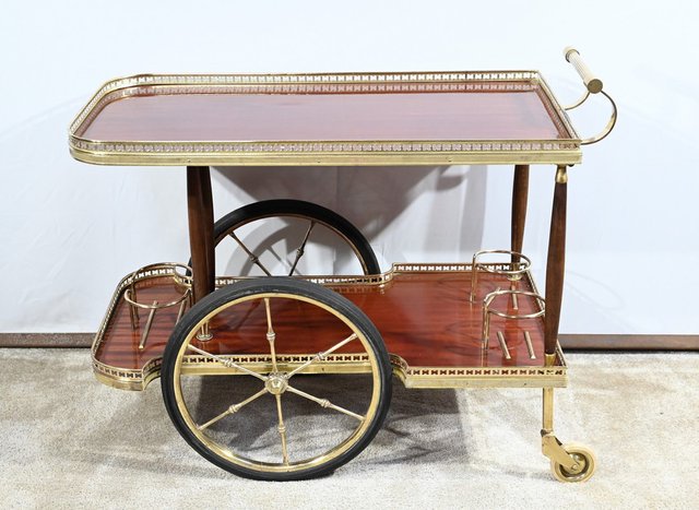 Vintage Bar Table in Mahogany and Brass, 1970 for sale at Pamono