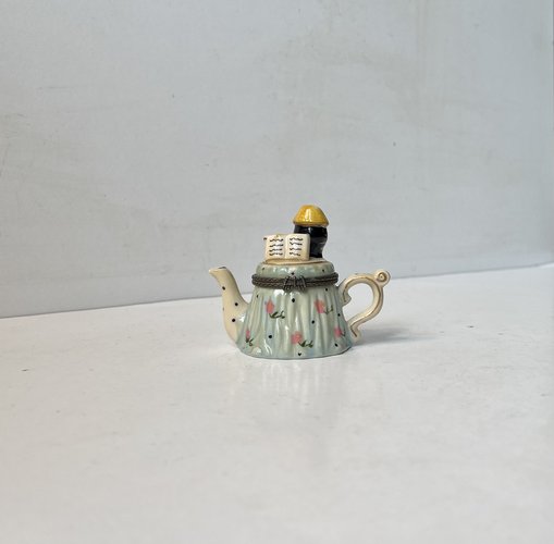 Antique Hand-Painted Porcelain Teapot Trinket with Black Reader for ...