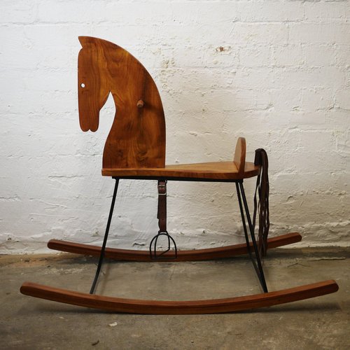 Mid-Century Elm Children's Rocking Horse, 1950s for sale at Pamono