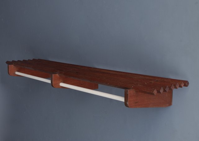 Vintage Teak Wall Mounted Clothes Rack, 1960s for sale at Pamono