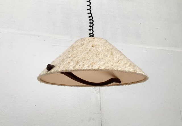 Mid-Century Wood and Wool Pendant Lamp, 1960s for sale at Pamono