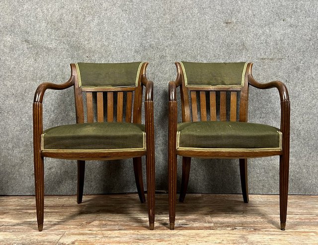 Art Deco Armlehnstühle aus Eiche, 1920er, 2er Set bei Pamono kaufen