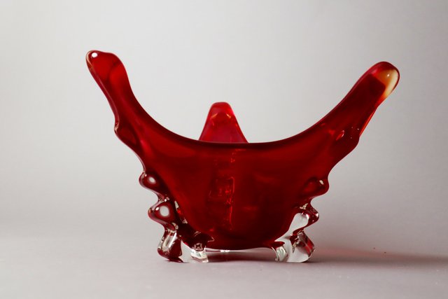 Large Fire-Red Murano Glass Potting Shell for sale at Pamono