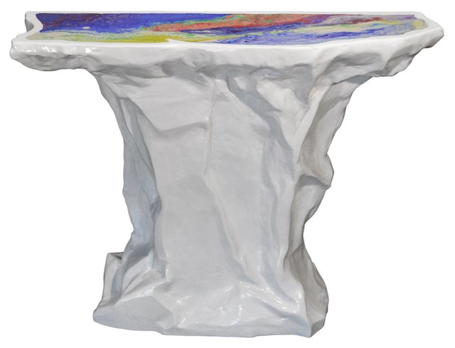 White Scagliola Sculpture Console Table from Cupioli Living for sale at ...