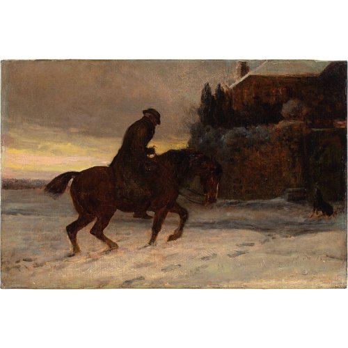 Heywood Hardy Arws, Study of a Rider in the Snow, 1800s, Oil on Canvas ...