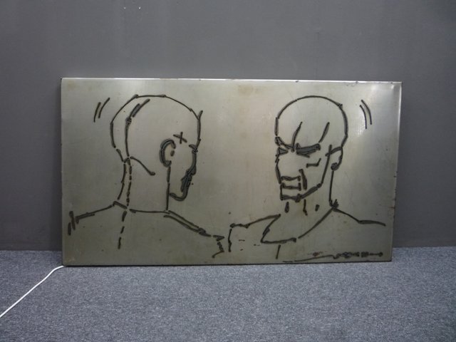 Brutalist Handmade Metal Wall Art by Gui Gui, 1993s for sale at Pamono