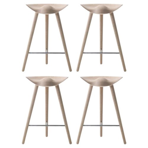 Oak and Stainless Steel Counter Stools by Lassen, Set of 4 for sale at ...