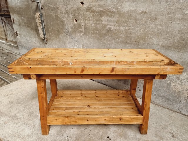 Workbench Side Table in Pine, 1970s for sale at Pamono