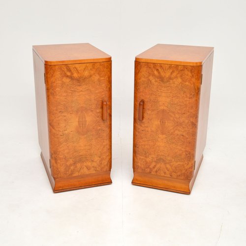 Art Deco Nachttische aus Wurzelholz, 1920er, 2er Set bei Pamono kaufen