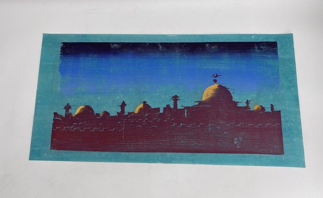 Jacob Pins, Landscape, 1967, Woodblock Print for sale at Pamono