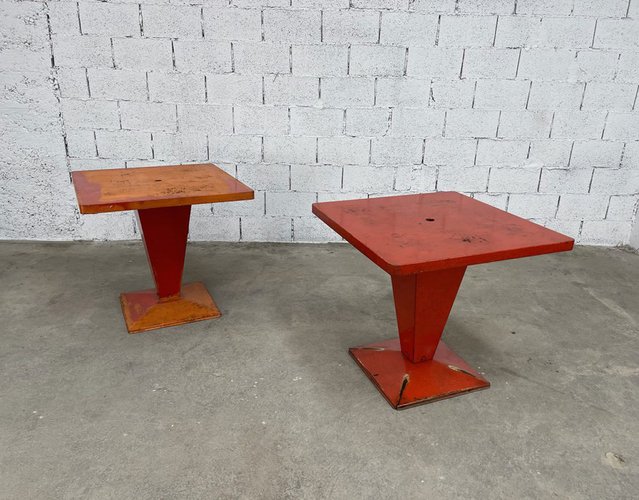 Red Kub Tables from Tolix, 1950s, Set of 2 for sale at Pamono