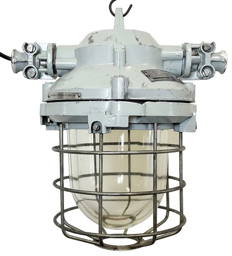 Industrial Grey Bunker Ceiling Light with Iron Cage from Elektrosvit ...